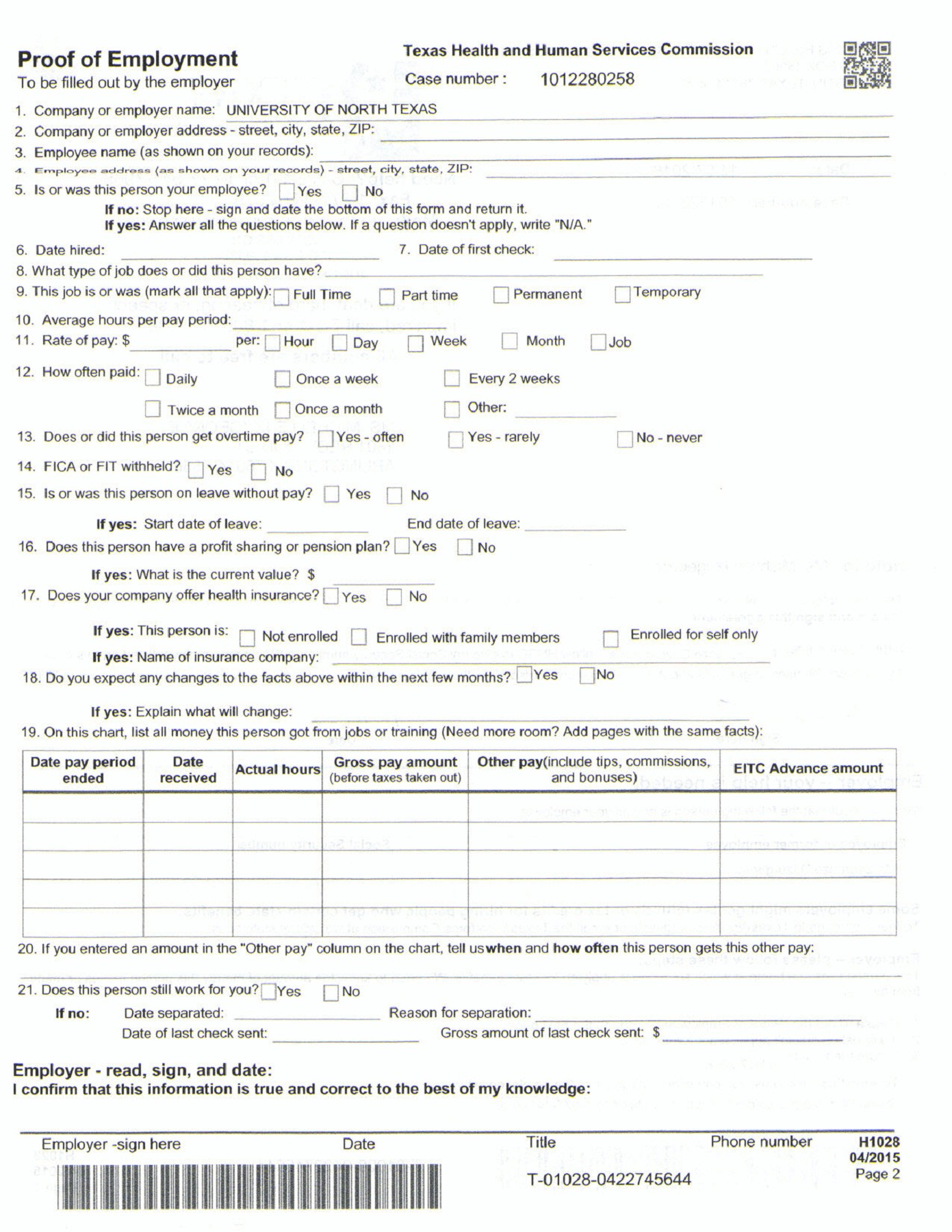 Employment Verification Form Pdf