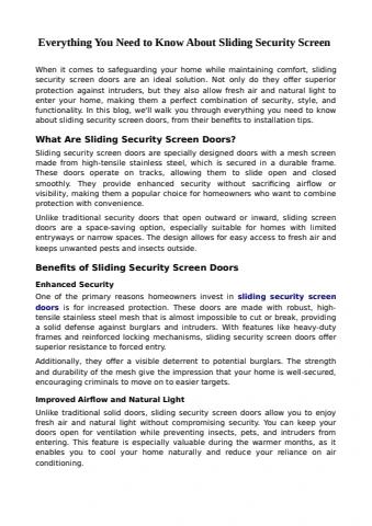 Everything You Need to Know About Sliding Security Screen