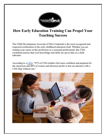 How Early Education Training Can Propel Your Teaching Success
