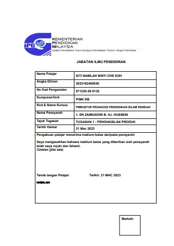 TUGASAN 1 SITI NABILAH CHE SOH PIMKRB