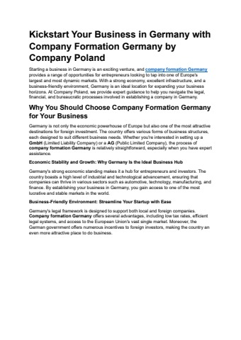 Kickstart Your Business in Germany with Company Formation Germany by ...