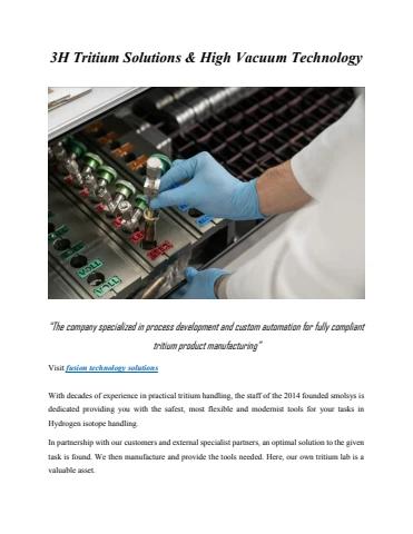 3H Tritium Solutions & High Vacuum Technology