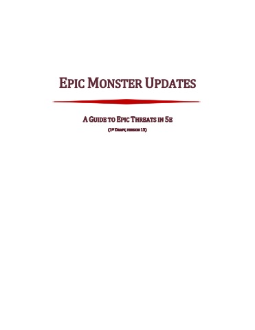 Epic Monster Updates