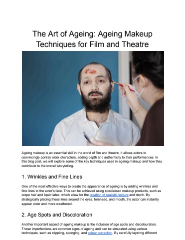 The Art of Ageing - Ageing Makeup Techniques for Film and Theater ...