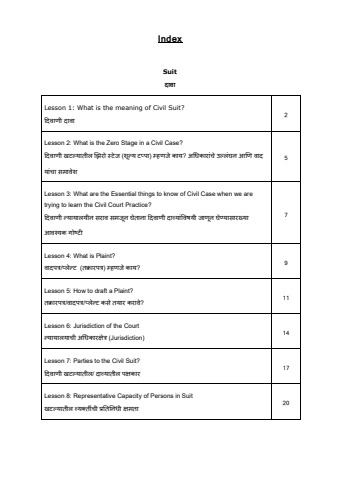 Marathi Civil Court Practice Index