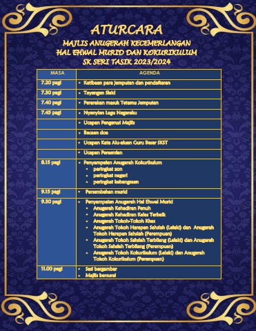 TENTATIF MAJLIS ANUGERAH KECEMERLANGAN HEM&KOKURIKULUM SK SERI TASIK ...
