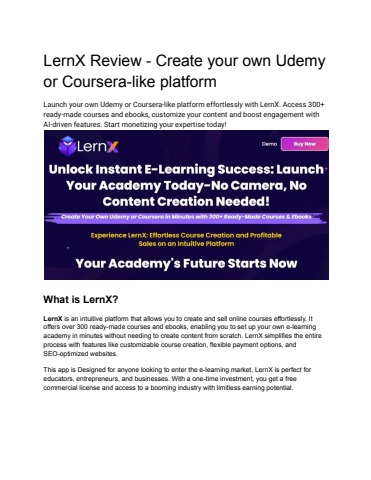 LernX Review - Create your own Udemy or Coursera-like platform