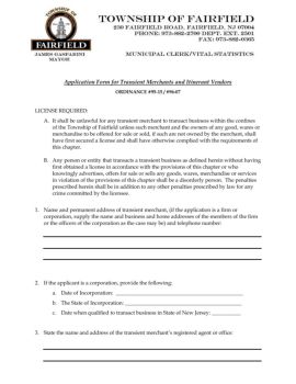 Application Form for Transient Merchants and Itinerant Vendors - Guset ...