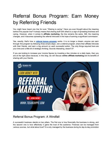 Referral Bonus Program: Earn Money by Referring Friends