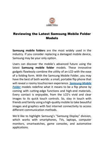 Reviewing the Latest Samsung Mobile Folder Models - sunjtfolder Flip ...