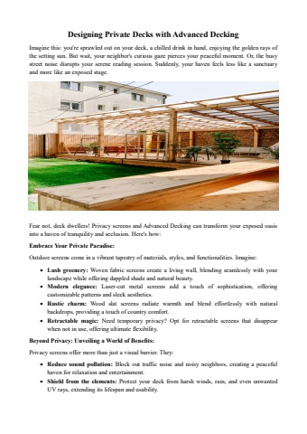 Designing Private Decks with Advanced Decking