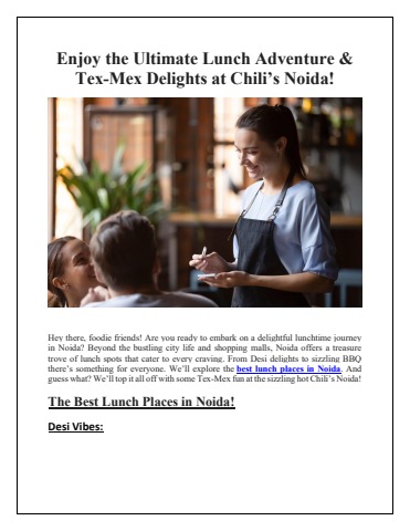 Enjoy the Ultimate Lunch Adventure & Tex-Mex Delights at Chili's Noida ...