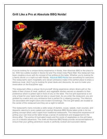 Grill Like a Pro at Absolute BBQ Noida - Eazydiner India Flip PDF | AnyFlip