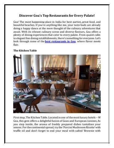 Discover Goa's Top Restaurants for Every Palate!