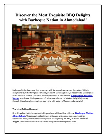 Discover the Most Exquisite BBQ Delights with Barbeque Nation in ...