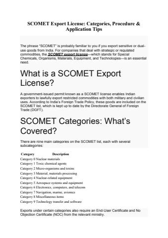 SCOMET Export License Categories, Procedure & Application Tips ...