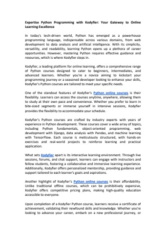 Expertise Python Programming with Kodyfier: Your Gateway to Online ...