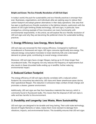 Green Exit Strategy: Eco-Friendly Benefits of LED Exit Signs