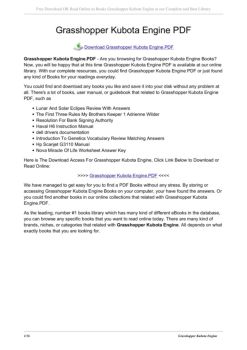 Grasshopper Kubota Engine PDF - inspireinc.net - Guset User Flip PDF | AnyFlip