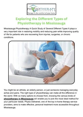 Exploring the Different Types of Physiotherapy in Mississauga