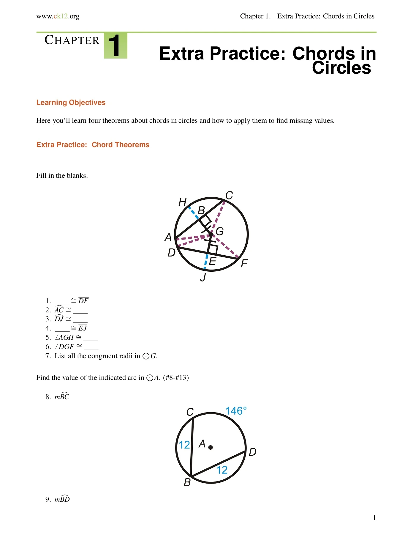 Extra Practice Chords in Circles