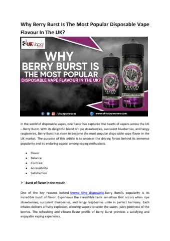 Why Berry Burst Is The Most Popular Disposable Vape Flavour In The UK ...