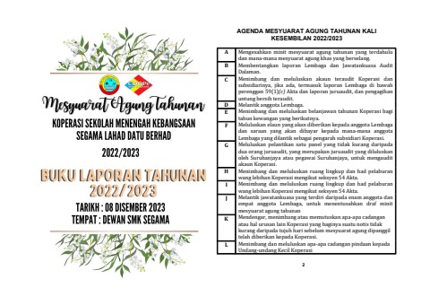 MESYUARAT AGUNG TAHUNAN KOPERASI SMK SEGAMA 2022/2023 - NASFERIZA BINTI ...