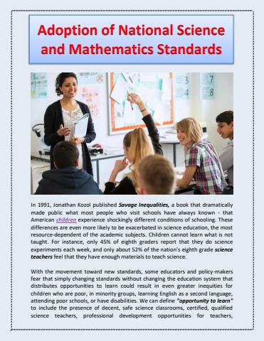 Adoption of National Science and Mathematics Standards - ebookschoice ...