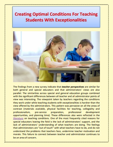 Creating Optimal Conditions For Teaching Students With Exceptionalities ...