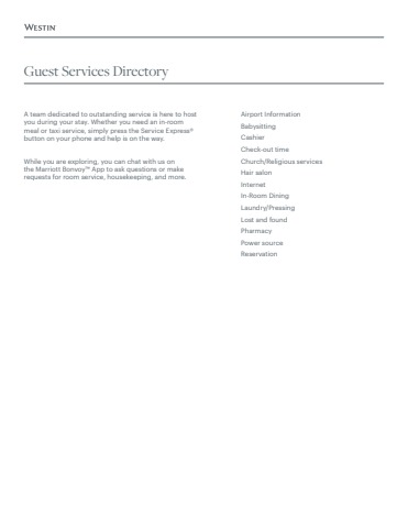 The Westin Manila - Guest Service Directory - The Westin Manila Flip ...