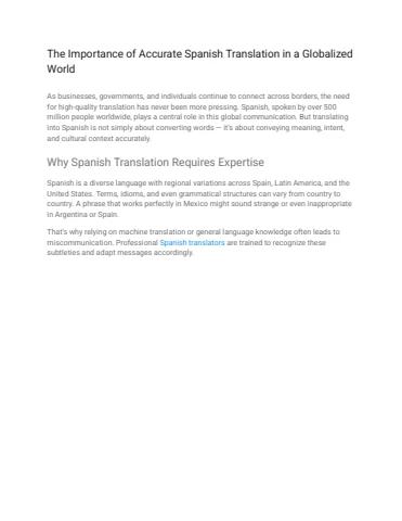 The Importance of Accurate Spanish Translation in a Globalized World