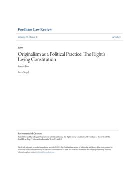 Originalism as a Political Practice: The Right's Living ... - Guset ...