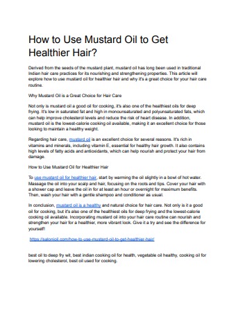 How to Use Mustard Oil to Get Healthier Hair? - salonioil001 Flip PDF ...