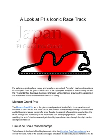 A Look at F1's Iconic Race Tracks - Gareth Booth Sports Flip PDF | AnyFlip