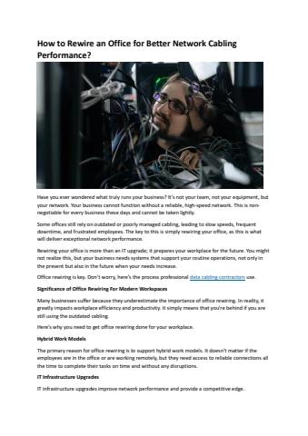 How to Rewire an Office for Better Network Cabling Performance