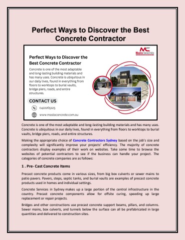 Perfect Ways to Discover the Best Concrete Contractor - Masta Concrete ...