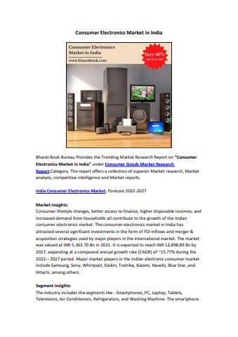 India Consumer Electronics Market, Forecast 2022-2027 ...