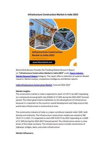India Infrastructure Construction Market Research Report 2022-2027
