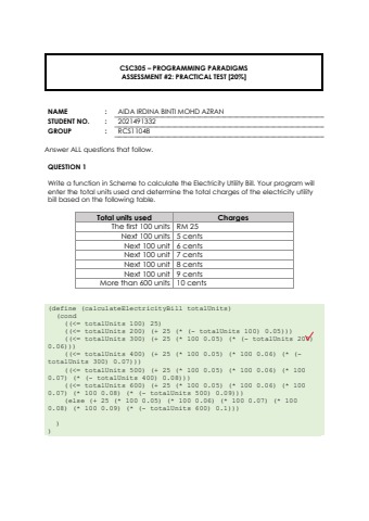 Copy of PRACTICAL TEST_QP_AIDAIRDINA - AIDA IRDINA MOHD AZRAN - AIDA ...