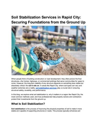 Soil Stabilization Services in Rapid City