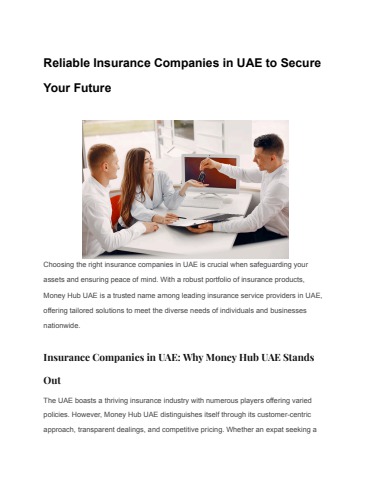 Leading Insurance Companies in UAE | Money Hub UAE