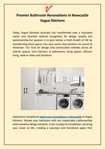 Premier Bathroom Renovations in Newcastle Vogue Kitchens - vogue kitchens Flip PDF | AnyFlip