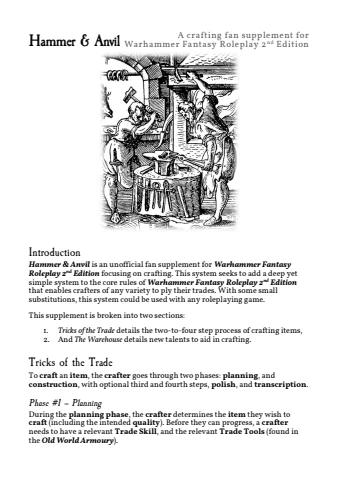 Hammer & Anvil (WFRP 2nd Edition)