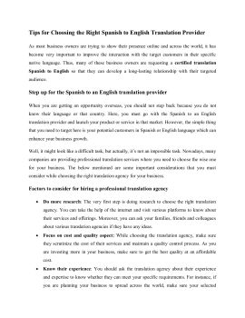 Tips for Choosing the Right Spanish to English Translation Provider ...