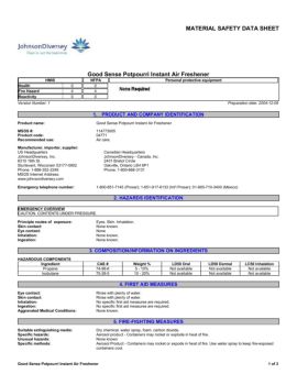 MATERIAL SAFETY DATA SHEET Good Sense Potpourri Instant ... - Guset User Flip PDF | AnyFlip