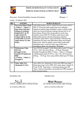 PJPK (2023) - E 02 Maklum Balas Mesyuarat Panitia Pendidikan Jasmani Dan Pendidikan Kesihatan ...