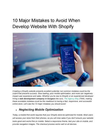 10 Major Mistakes to Avoid When Develop Website With Shopify