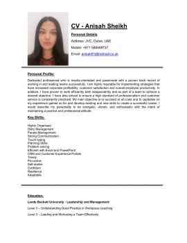 Anisah Sheikh CV UAE (1) - marketing Flip PDF | AnyFlip