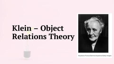 Klein Object Relations Theory