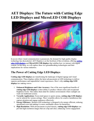 Cutting Edge LED Displays and MicroLED COB Displays